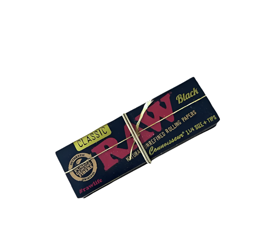 RAW Black Connoisseur 1 1/4 + Tips – Smokables